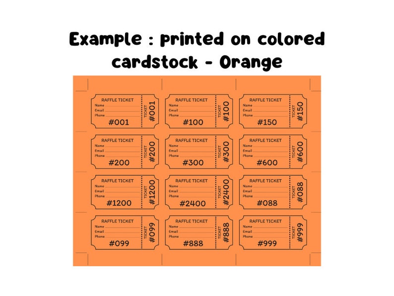 300 Raffle Ticket, Easy to Cut With Pre-cut Lines ,easy to Print ...