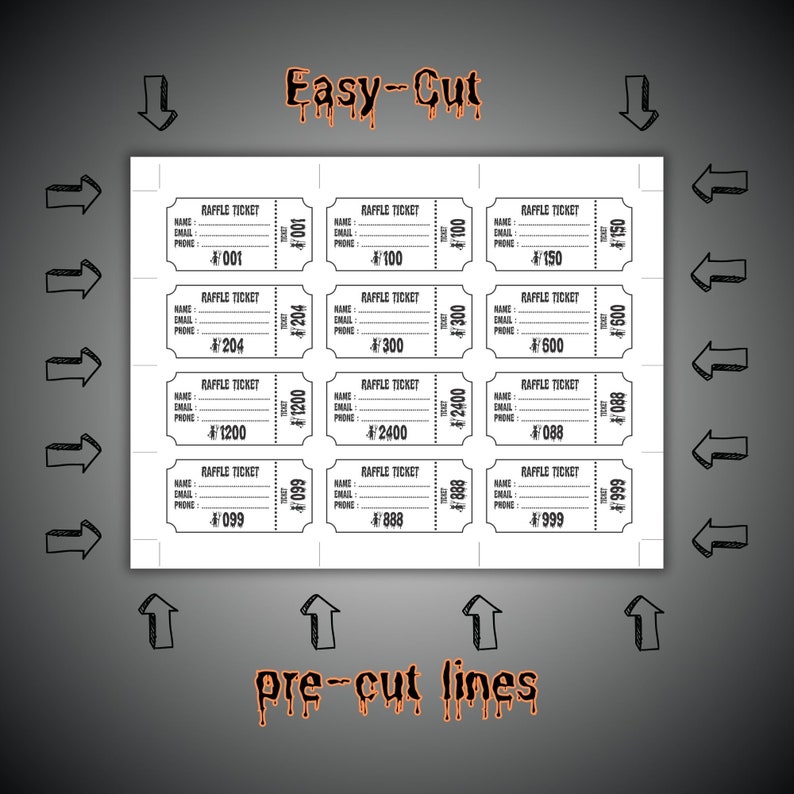 200 Halloween Raffle Tickets: Printable PDF Template - Etsy