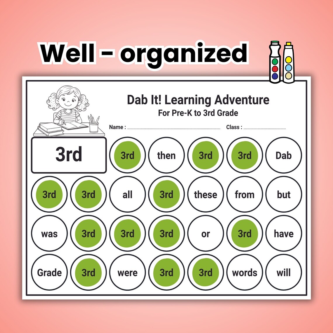 Fry's First 100 Sight Word Dab It Worksheets: 100 Printable Activities ...