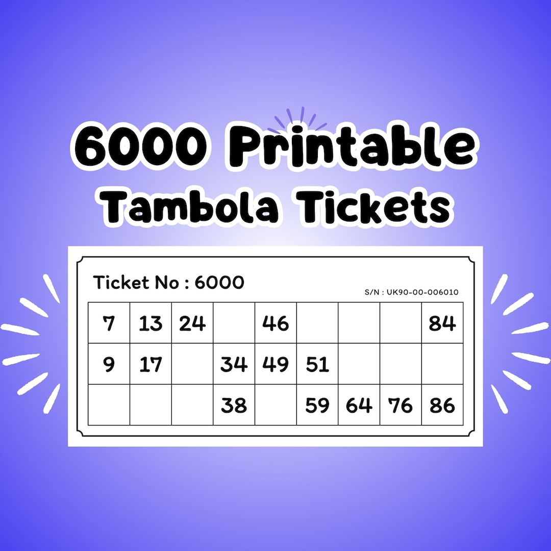 6000 Tambola Tickets, Housie, Indian Bingo Printable, 500-page ...