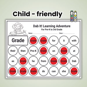 1st Grade Dolch Sight Word Dab It Worksheets: 41 Printable Activities ...