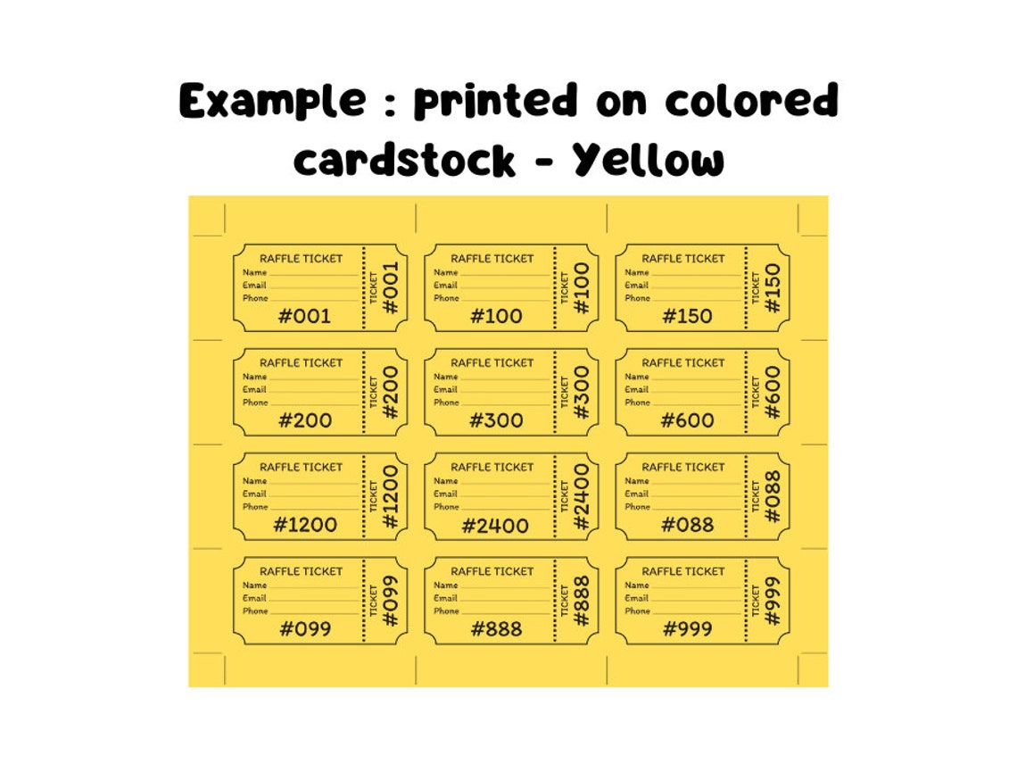 300 Raffle Ticket, Easy to Cut With Pre-cut Lines ,easy to Print ...
