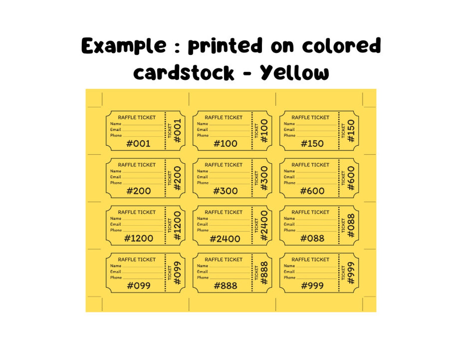 300 Raffle Ticket, Easy to Cut With Pre-cut Lines ,easy to Print ...