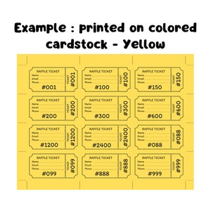 300 Raffle Ticket, Easy to Cut With Pre-cut Lines ,easy to Print ...