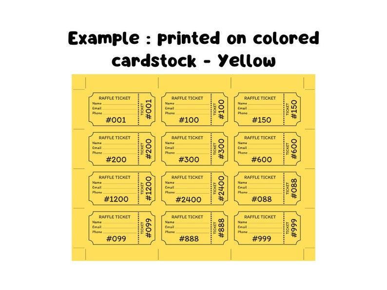 300 Raffle Ticket, Easy to Cut With Pre-cut Lines ,easy to Print ...