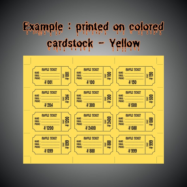 300 Halloween Raffle Ticket, Easy to Cut With Pre-cut Lines ,easy to ...