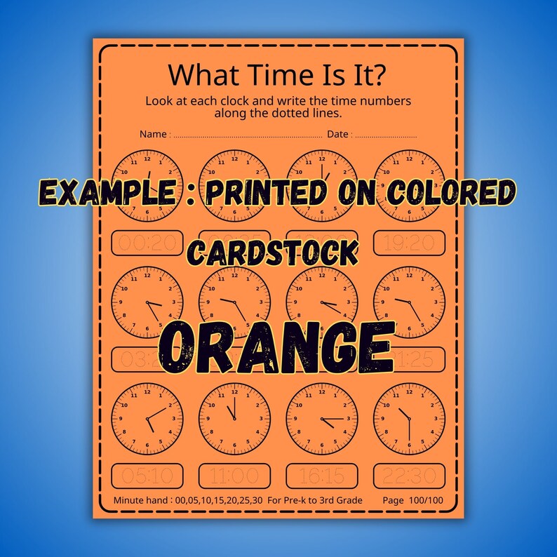 Telling Time by Tracing, Minute Hand : 00,05,10,15,20,25,30 for Pre-k ...