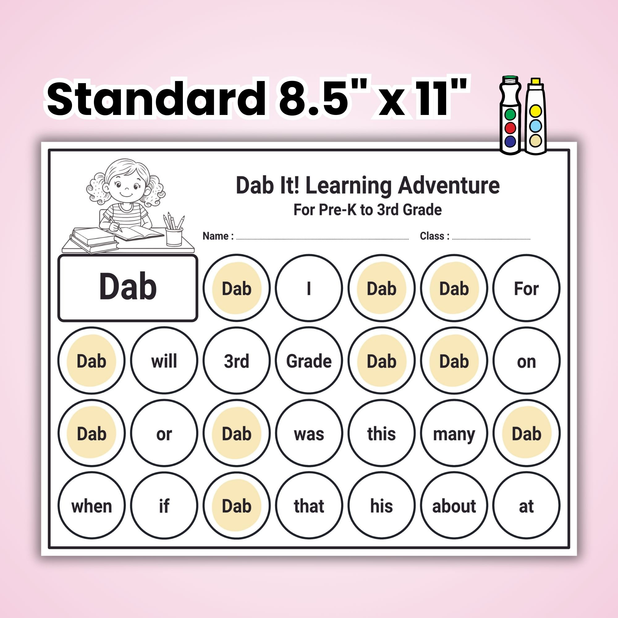 Kindergarten Dolch Sight Word Dab It Worksheets: 52 Printable ...