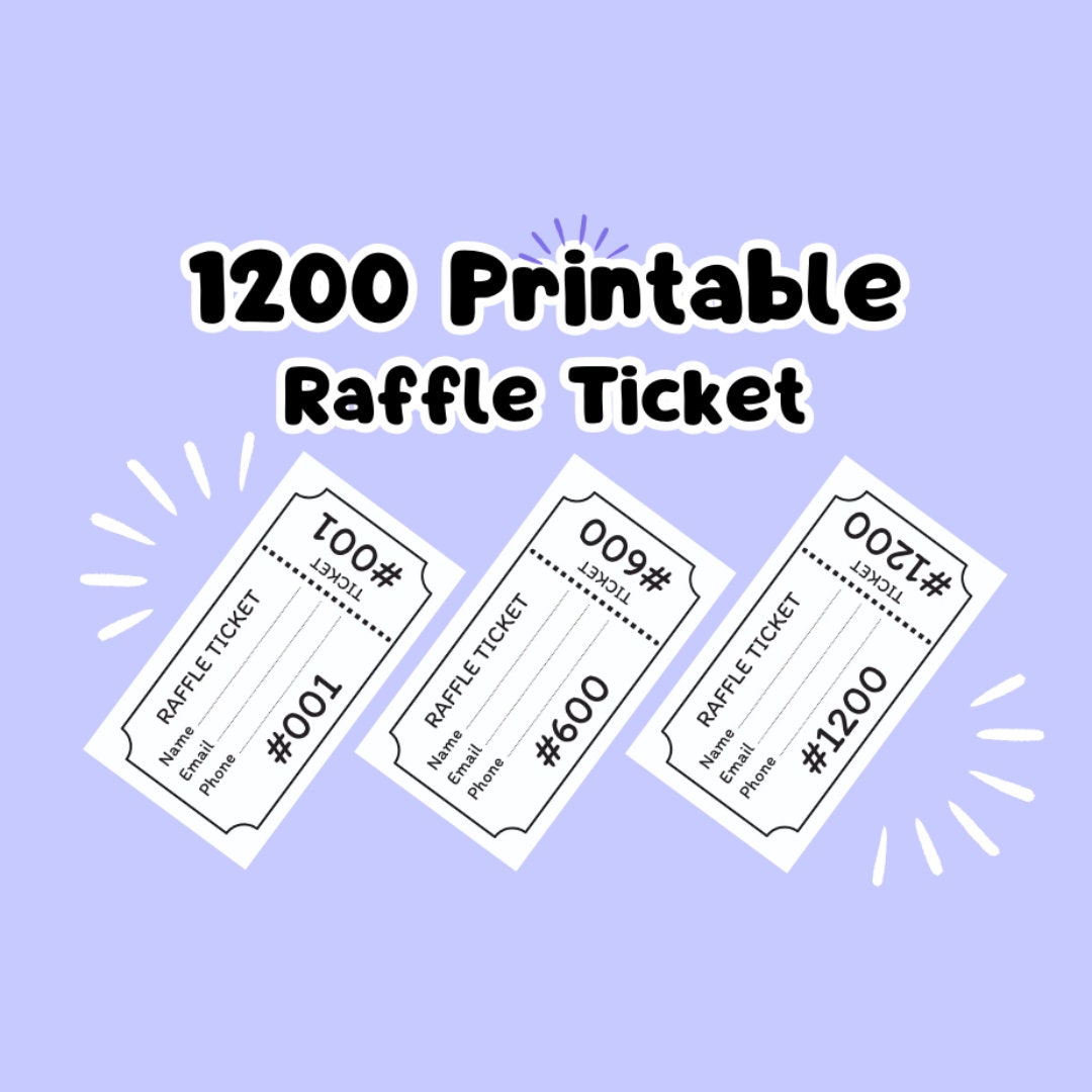 1200 Raffle Ticket, Easy to Cut With Pre-cut Lines ,easy to Print ...
