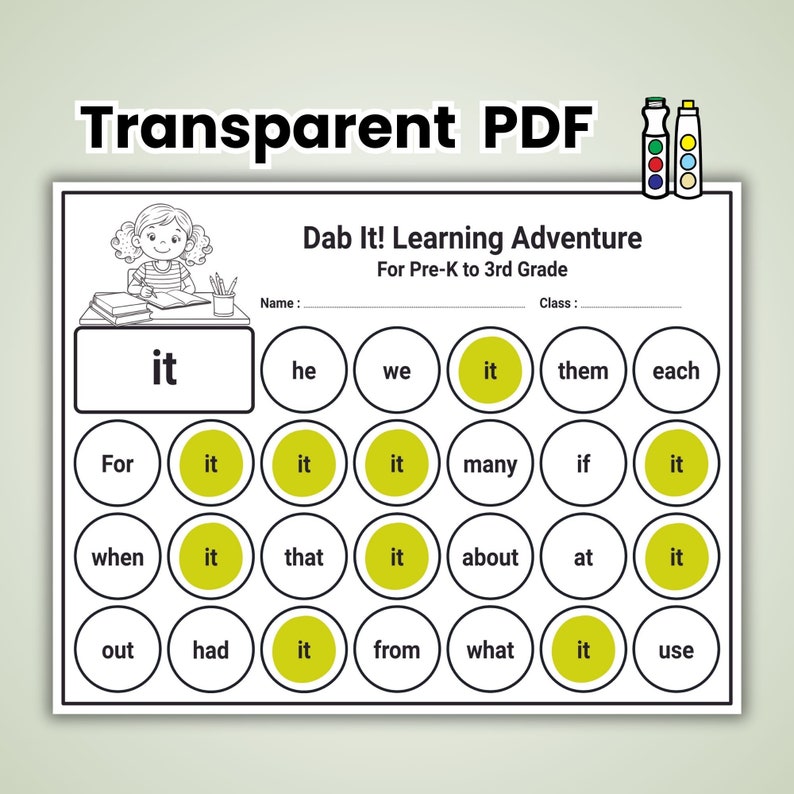 1st Grade Dolch Sight Word Dab It Worksheets: 41 Printable Activities ...