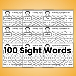 Fry's Tenth 100 Sight Word Dab It Worksheets: 100 Printable Activities ...