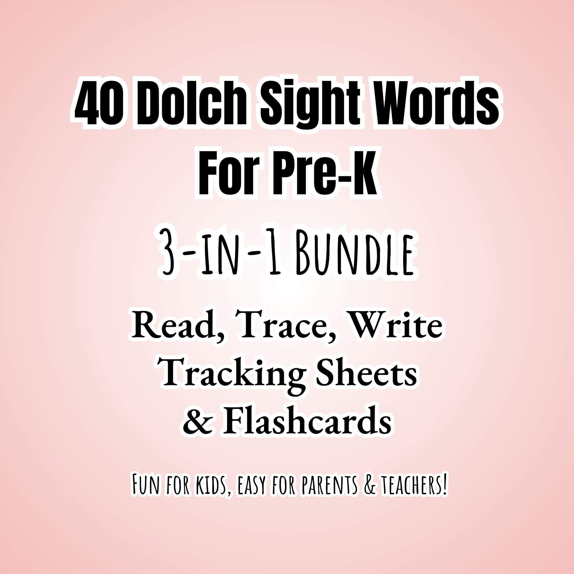 Dolch Sight Words for Pre-k Bundle: Read, Trace, Write Worksheets ...
