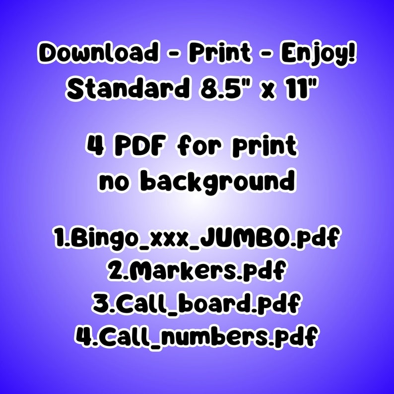100 Bingo Cards, 1 per Page, Large Print, Instant PDF Download, Bingo ...