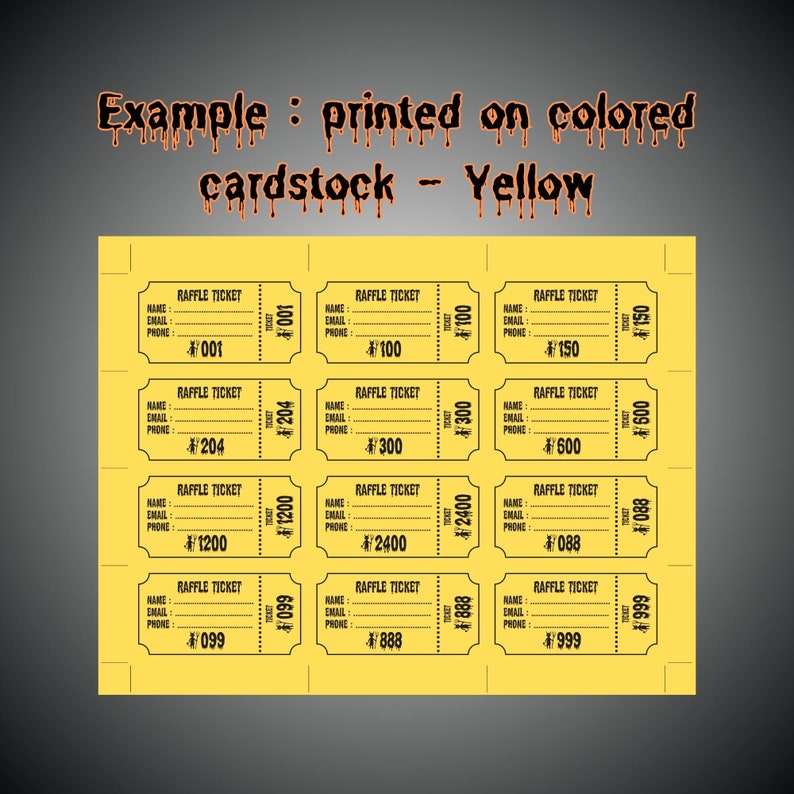 200 Halloween Raffle Tickets: Printable PDF Template - Etsy