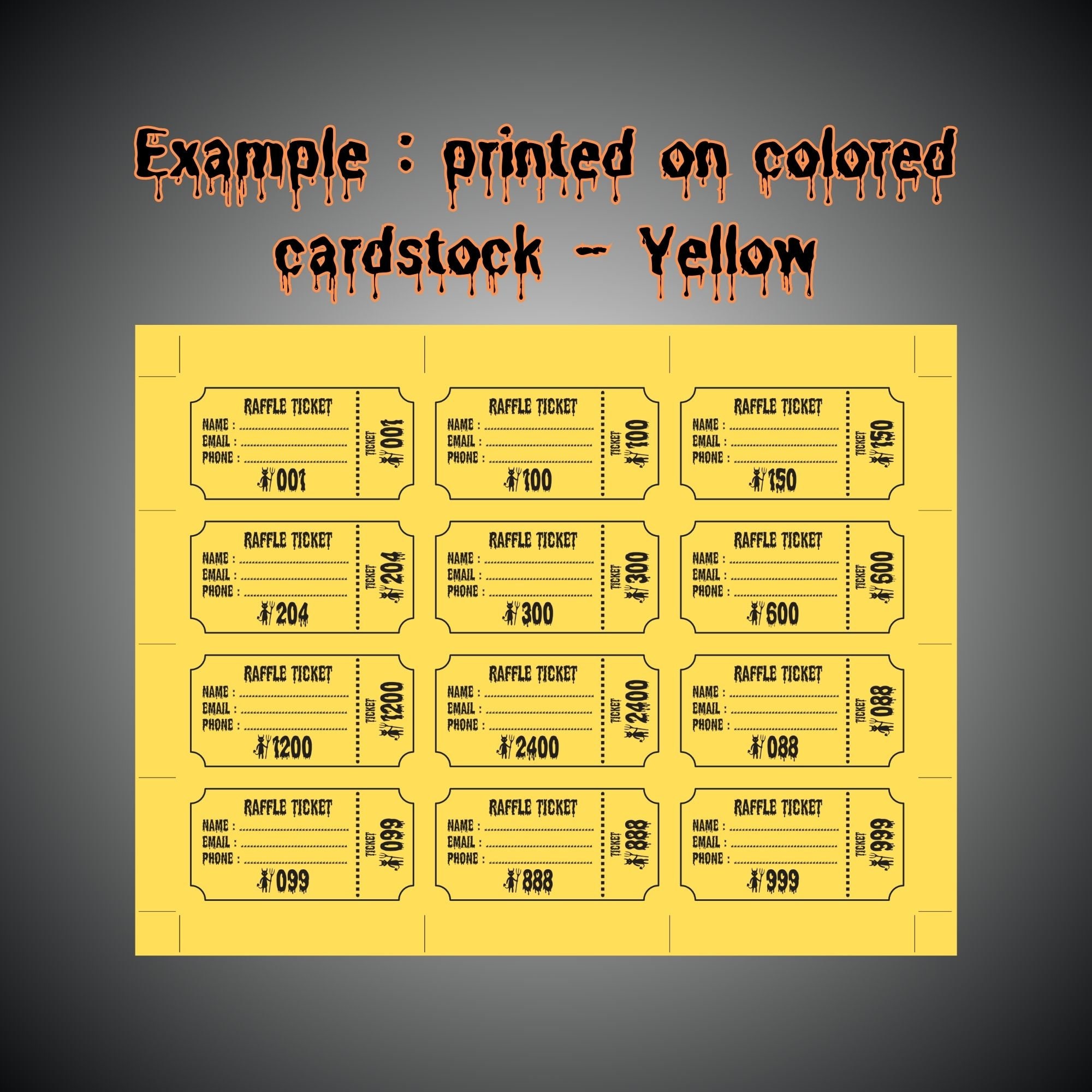 200 Halloween Raffle Tickets: Printable PDF Template - Etsy