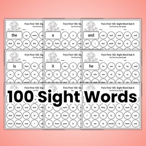 Fry's First 100 Sight Word Dab It Worksheets: 100 Printable Activities ...