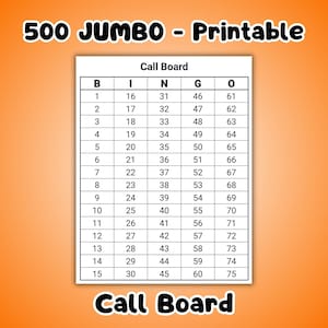 Bingo Cards, 500 Unique Jumbo Printable - Instant PDF Download | Bingo ...