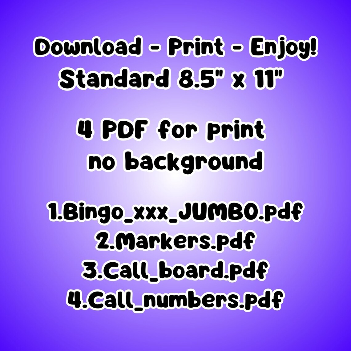 Bingo Cards, 2000 Unique Jumbo Printable - Instant PDF Download | Bingo ...