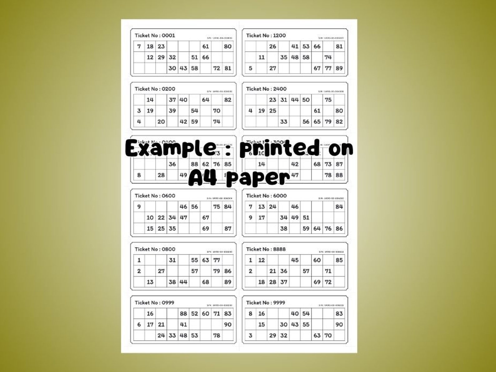 2400 Tambola Tickets, Housie, Indian Bingo Printable, 200-page ...