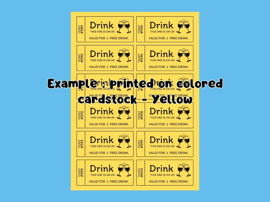 600 Drink Tickets | Printable, A4 Optimized, Cut Lines for Any Paper ...