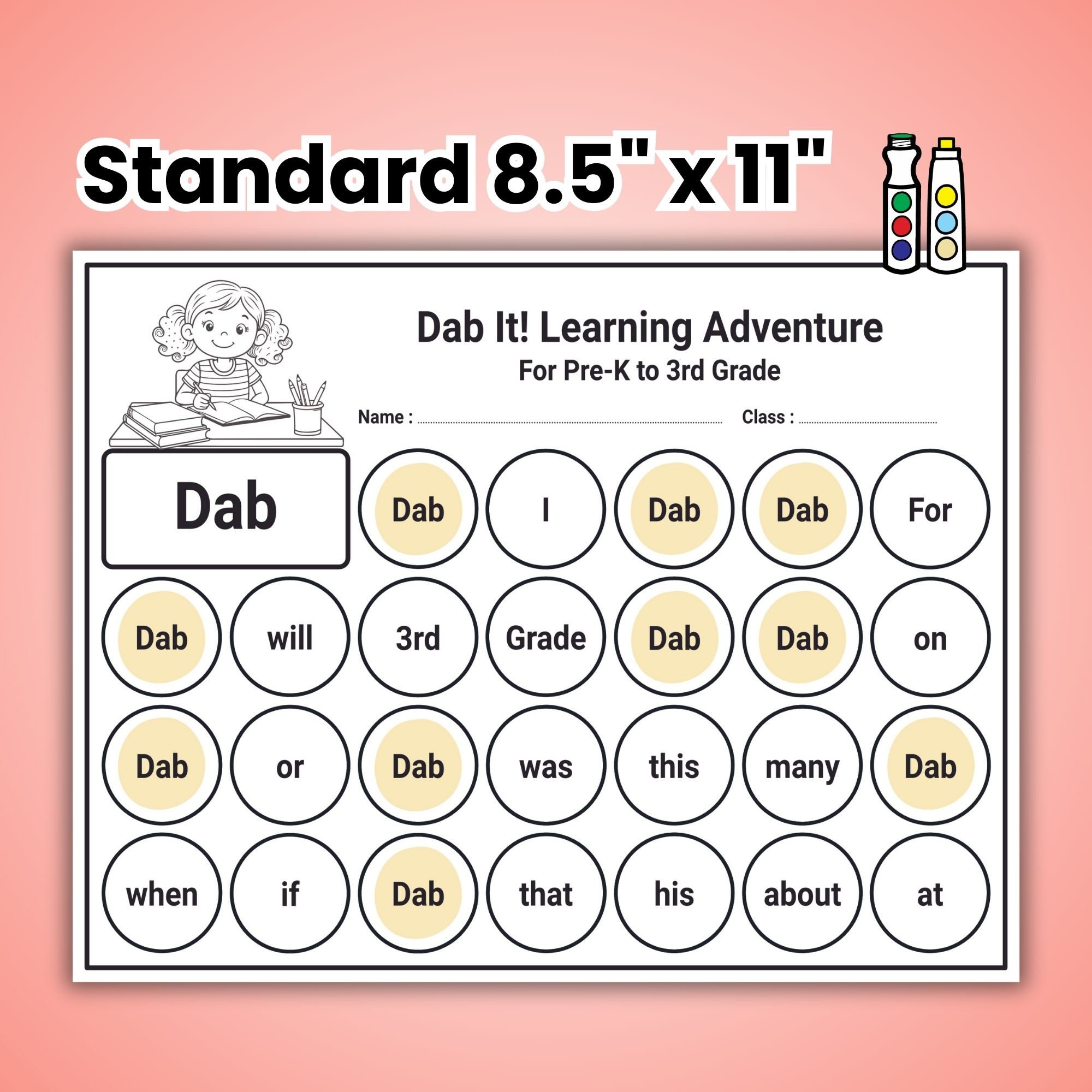 Fry's First 100 Sight Word Dab It Worksheets: 100 Printable Activities ...