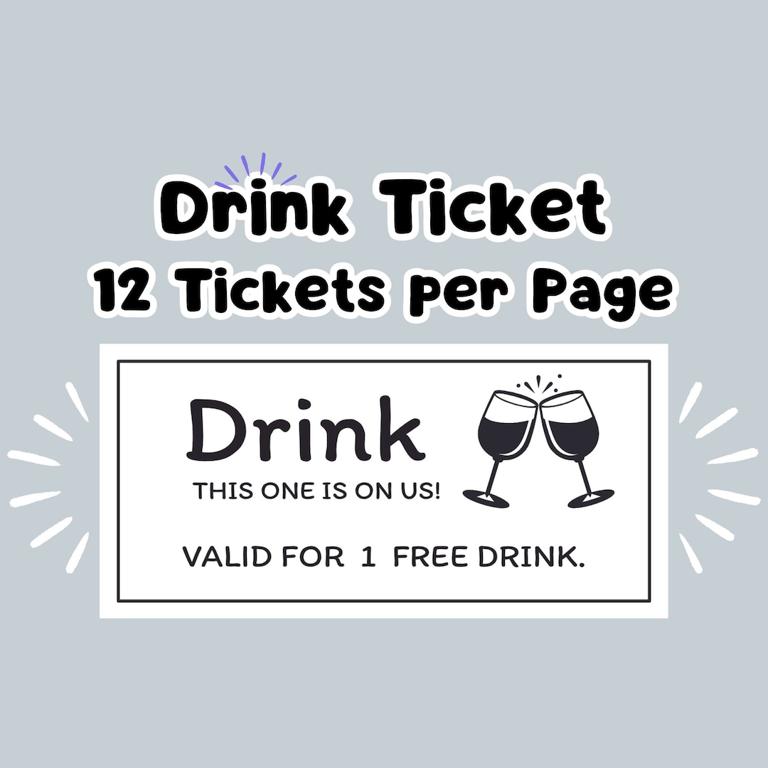Drink Tickets | Printable, A4 Optimized, Cut Lines for Any Paper | PDF ...
