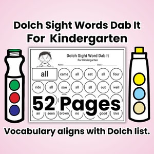 Kindergarten Dolch Sight Word Dab It Worksheets: 52 Printable ...