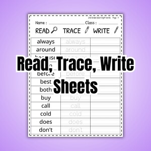 Dolch Sight Words for 2nd Grade Bundle: Read, Trace, Write Worksheets ...