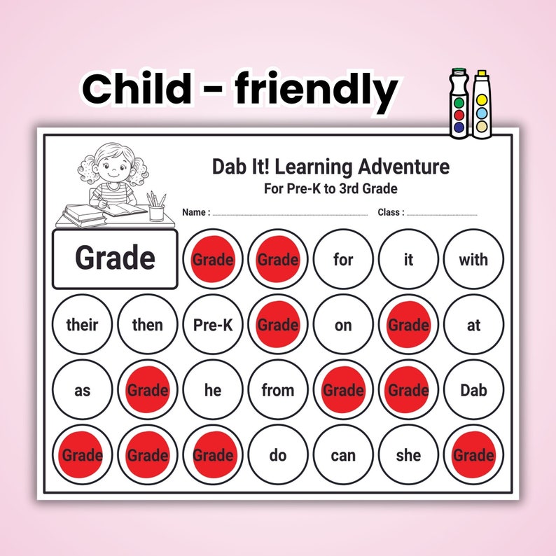 Kindergarten Dolch Sight Word Dab It Worksheets: 52 Printable ...