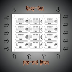 300 Halloween Raffle Ticket, Easy to Cut With Pre-cut Lines ,easy to ...
