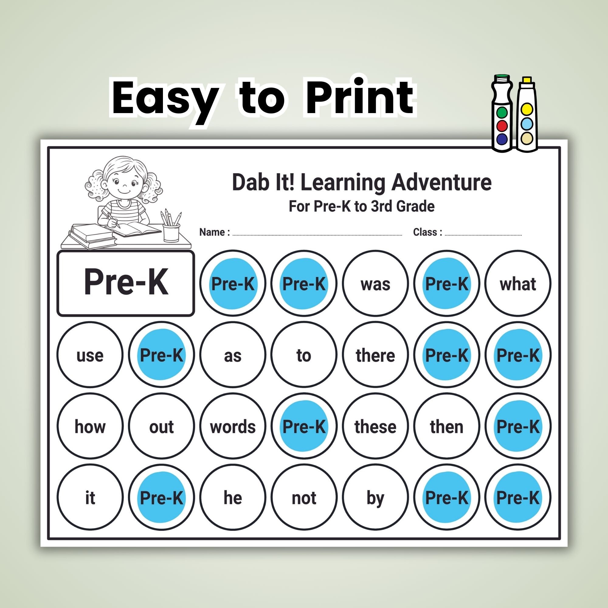 1st Grade Dolch Sight Word Dab It Worksheets: 41 Printable Activities ...