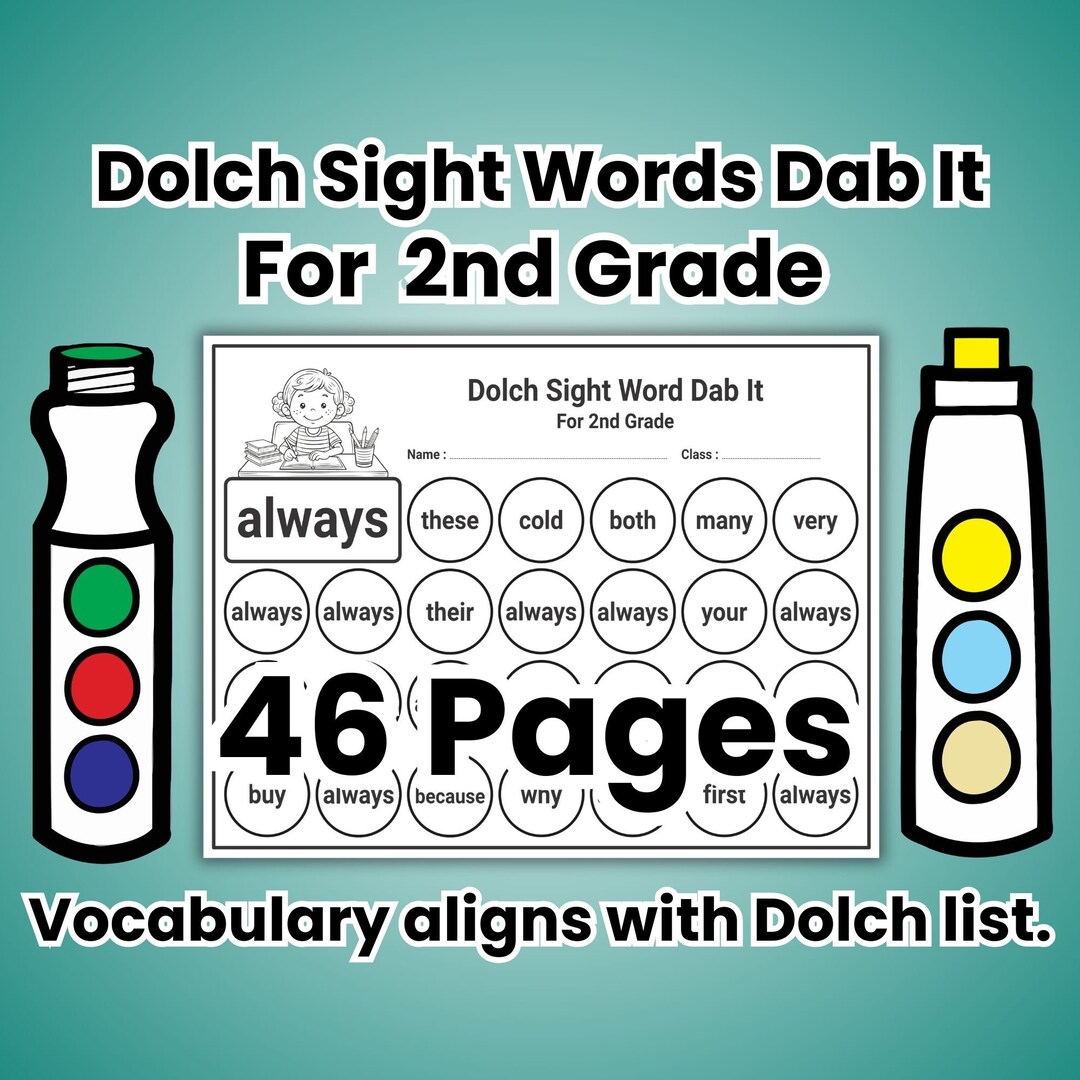 2nd Grade Dolch Sight Word Dab It Worksheets: 46 Printable Activities ...