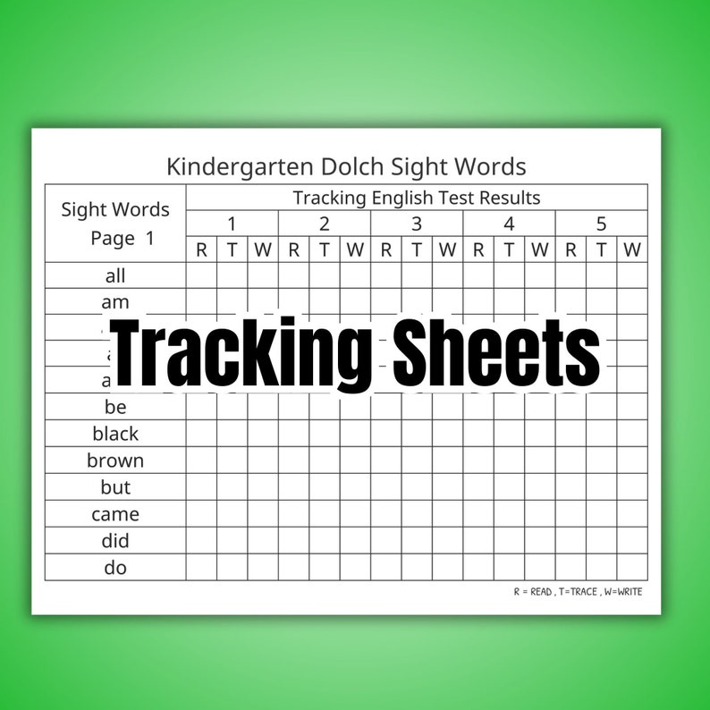 Dolch Sight Words for Kindergarten Bundle: Read, Trace, Write ...