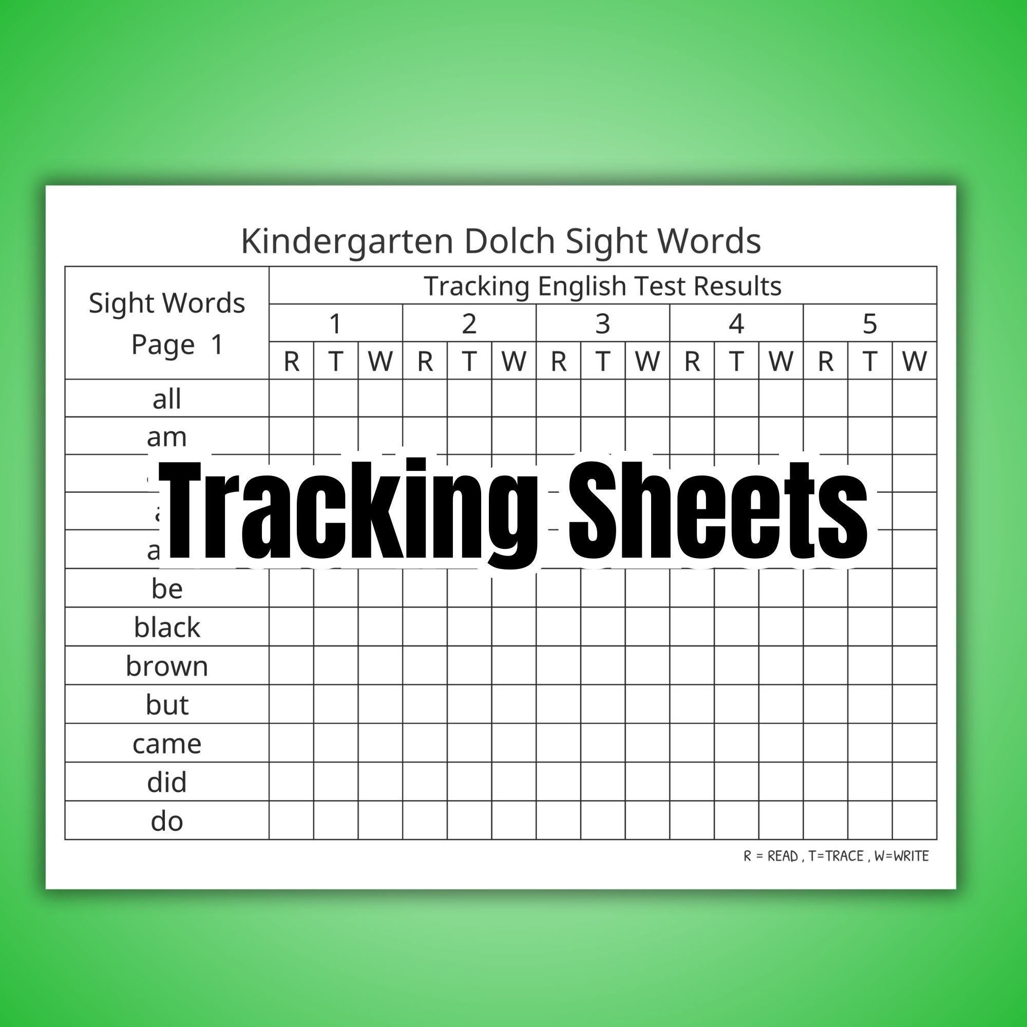 Dolch Sight Words for Kindergarten Bundle: Read, Trace, Write ...