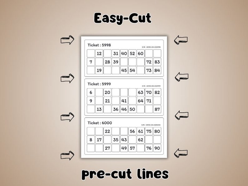 6000 Tambola Tickets, Housie, Indian Bingo Printable, 2000-page ...