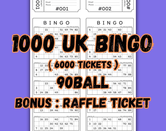 5000 Bingo Cards Jumbo Set of UK Style 1-90 Bingo Ticket Cards, 5000 ...