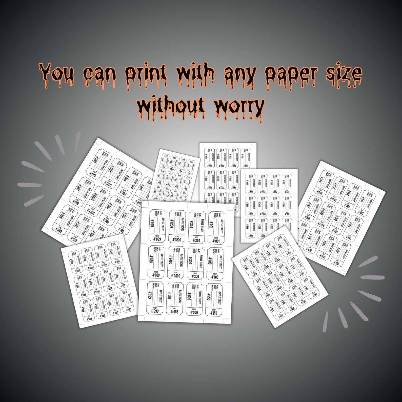 300 Halloween Raffle Ticket, Easy to Cut With Pre-cut Lines ,easy to ...