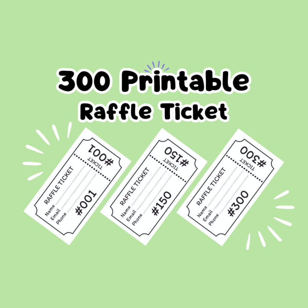 300 Raffle Ticket, Easy to Cut With Pre-cut Lines ,easy to Print ...