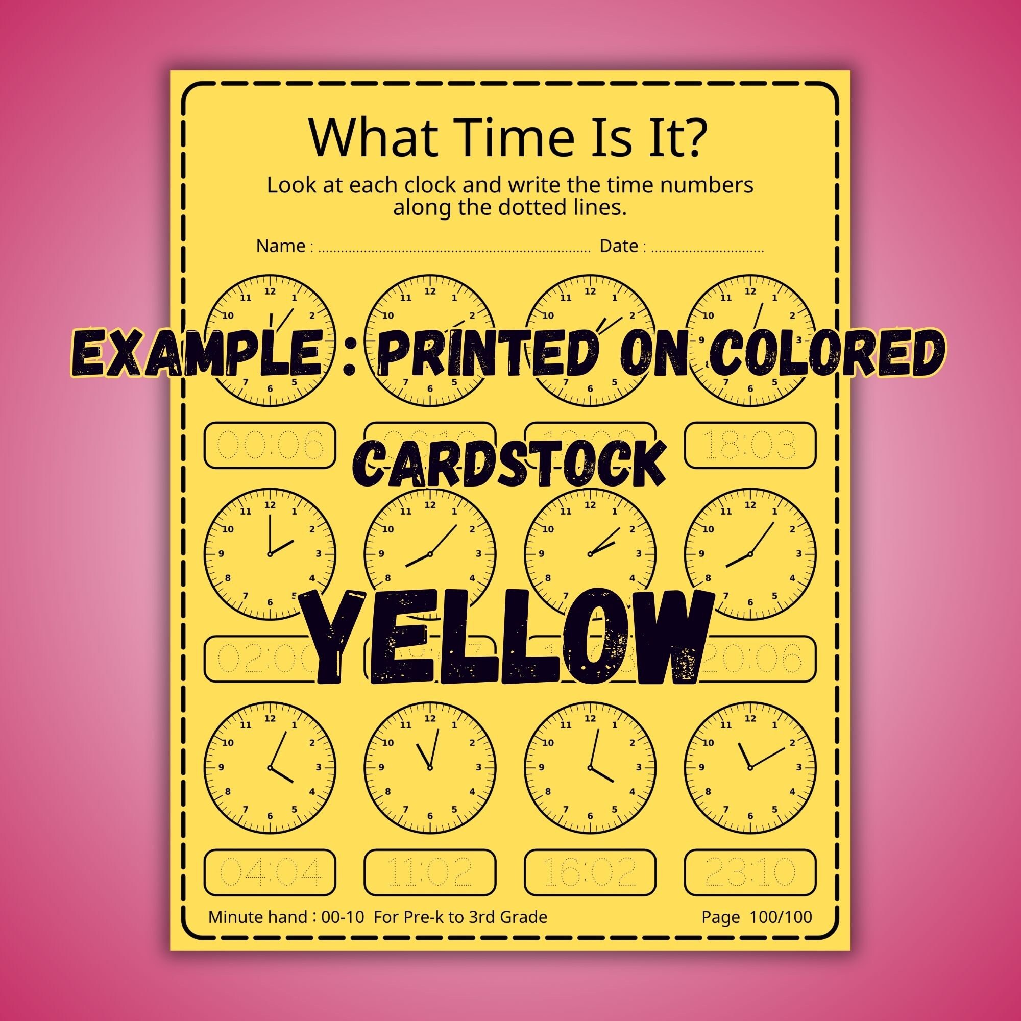 Telling Time by Tracing, Minute Hand : 00 to 10, for Pre-k to 3rd Grade ...