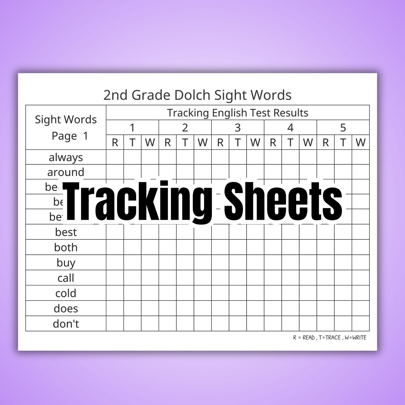 Dolch Sight Words for 2nd Grade Bundle: Read, Trace, Write Worksheets ...
