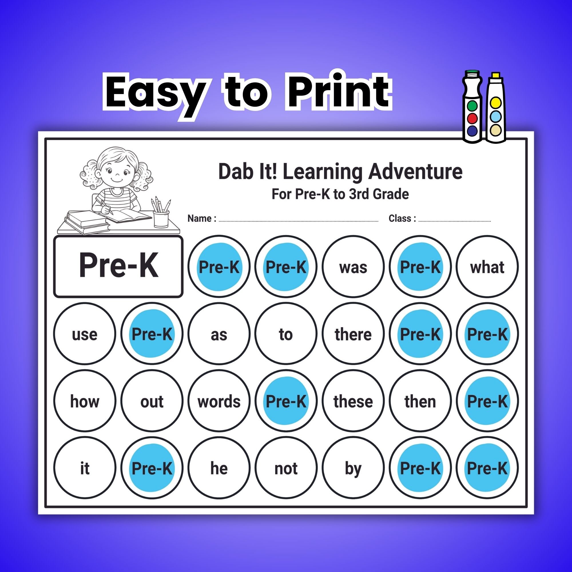 Pre-k Dolch Sight Word Dab It Worksheets: 40 Printable Activities for ...