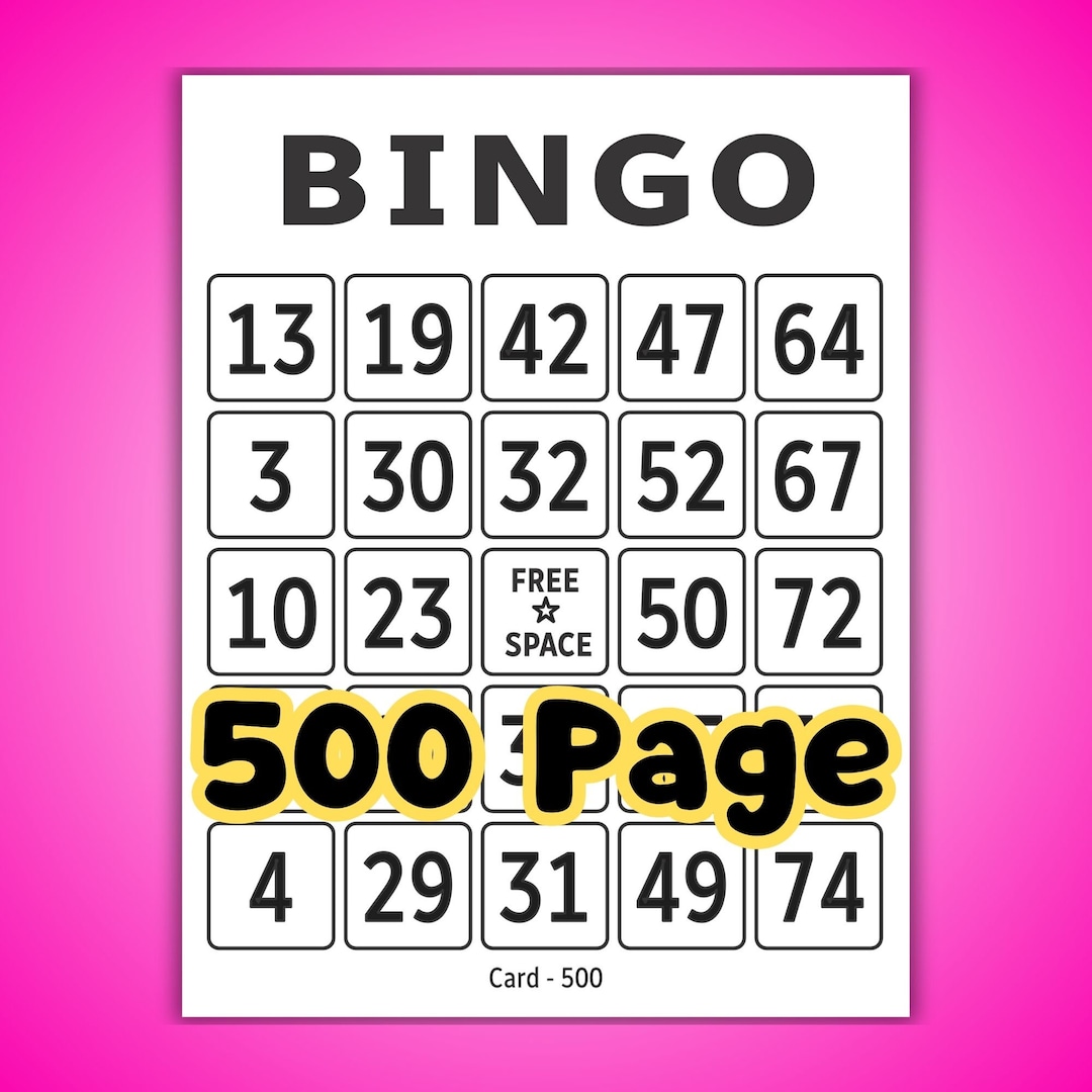 500 Bingo Cards, 1 per Page, Large Print, Instant PDF Download, Bingo ...
