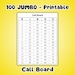 Bingo Cards, 100 Unique Jumbo Printable - Instant PDF Download | Bingo ...