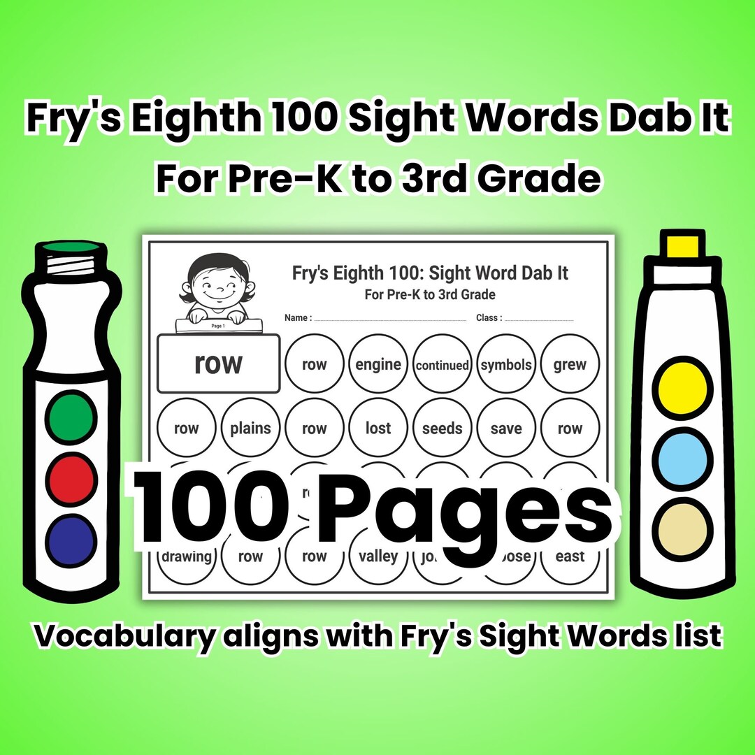 Fry's Eighth 100 Sight Word Dab It Worksheets: 100 Printable Activities ...