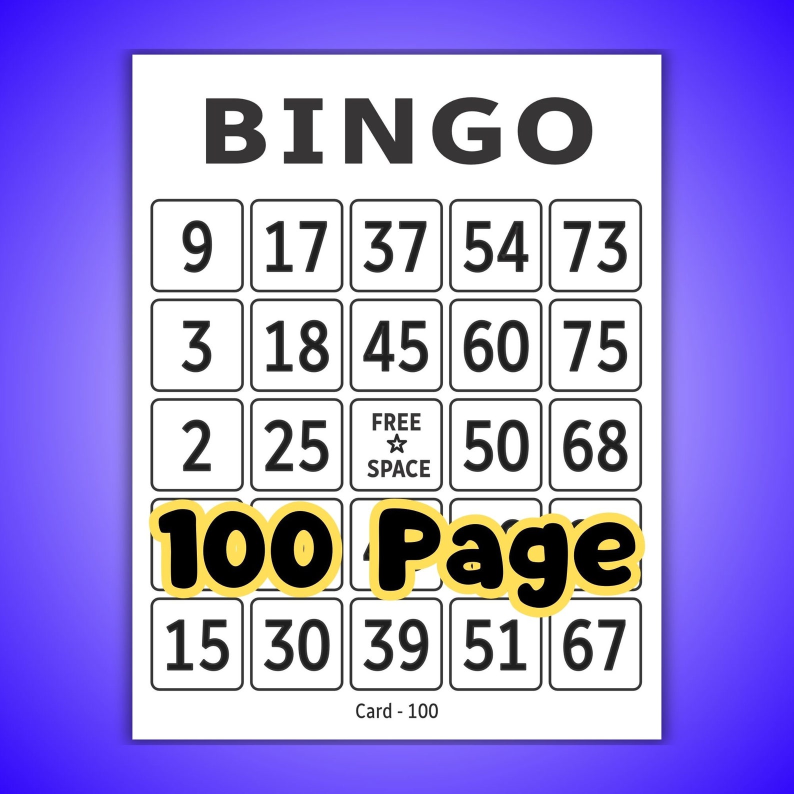 100 Bingo Cards, 1 per Page, Large Print, Instant PDF Download, Bingo ...