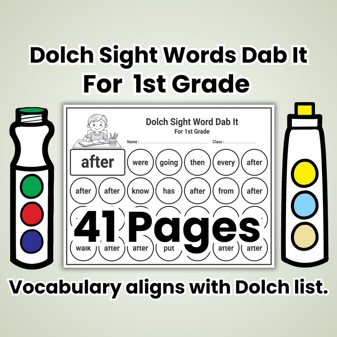 1st Grade Dolch Sight Word Dab It Worksheets: 41 Printable Activities ...