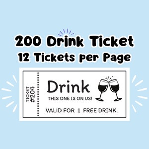 200 Drink Tickets | Printable, A4 Optimized, Cut Lines for Any Paper ...