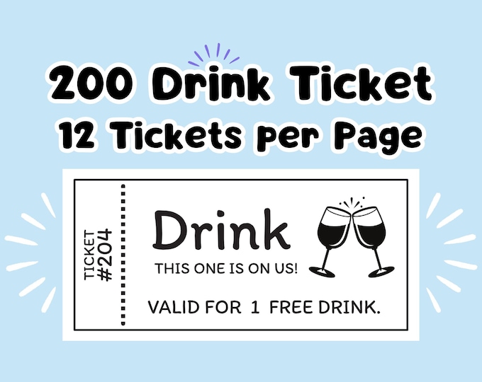 200 Drink Tickets | Printable, A4 Optimized, Cut Lines for Any Paper ...