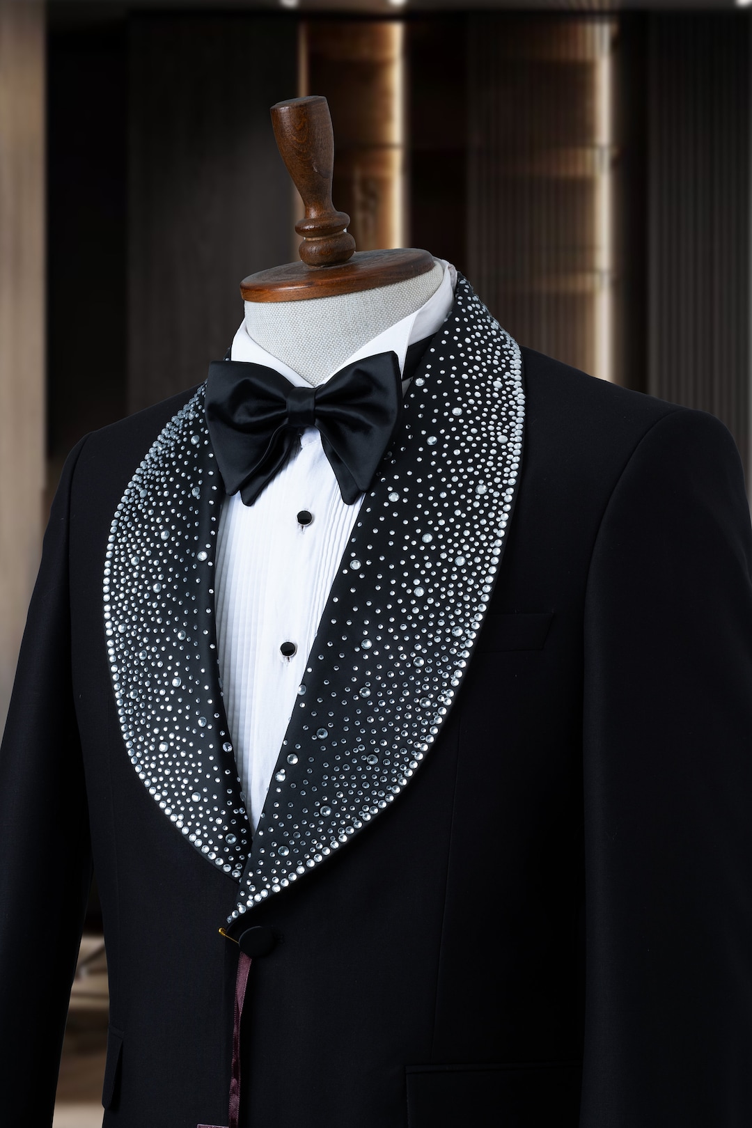 Silver GEMSTONE EMBRIORED black slimfit silver Stones tuxedo Suit ...