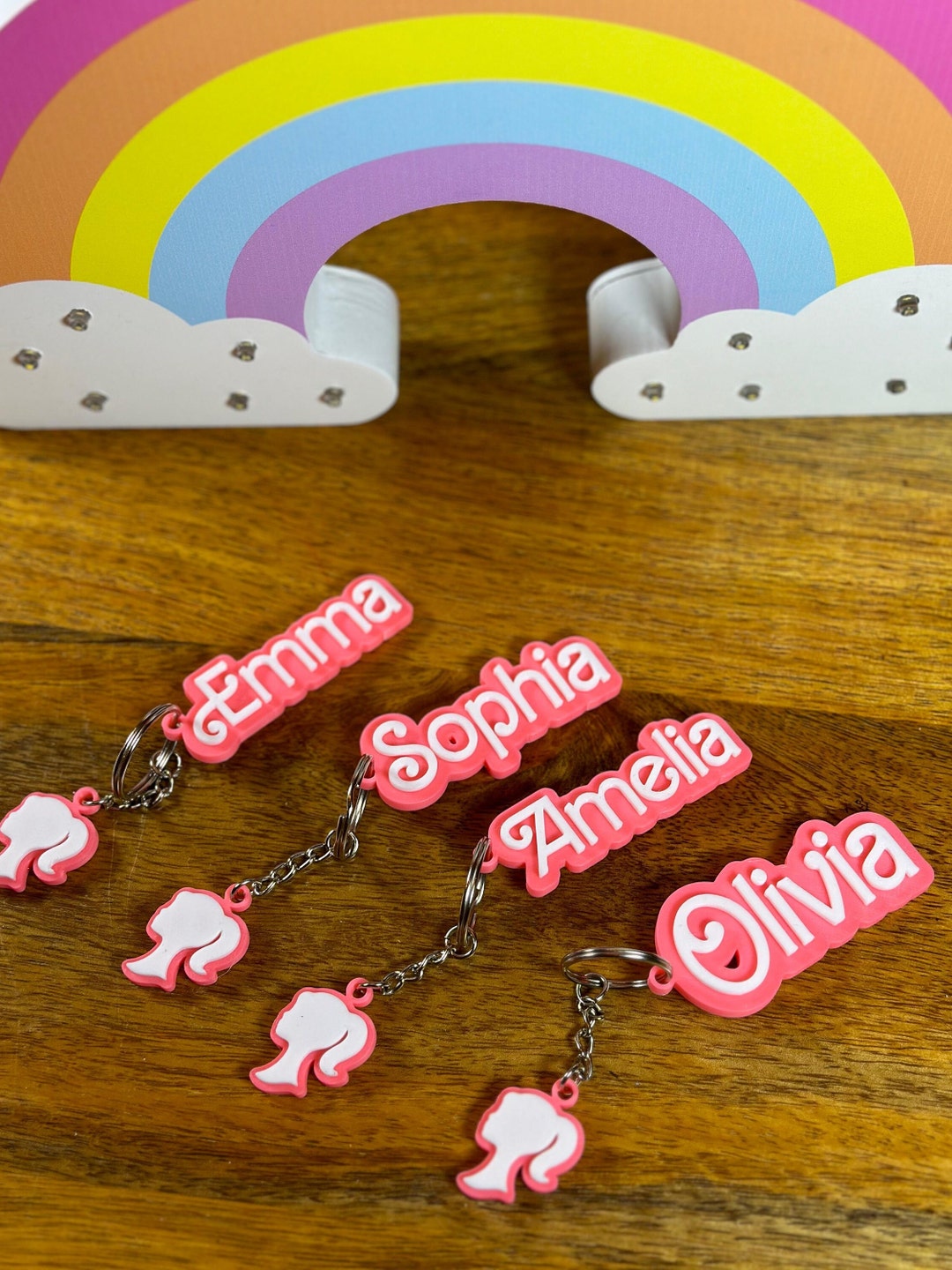 Barbie Personalised Doll Theme 3D Keyring, Keychains Party Bag Filler ...